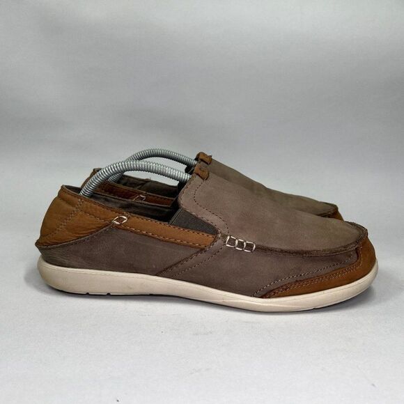 CROCS | Shoes | Crocs Menswalu Express Brown Leather Slip On Loafers ...